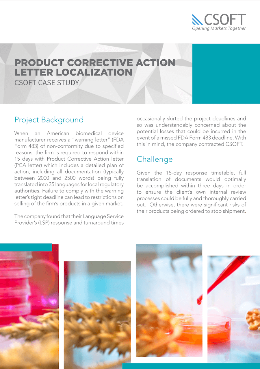 Product Corrective Action Letter | CSOFT International